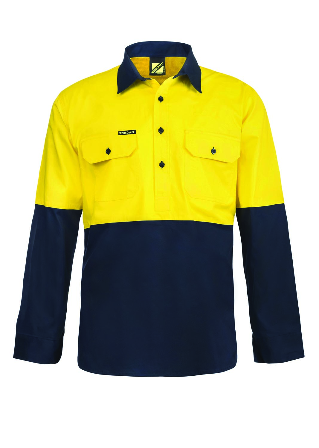 LIGHTWEIGHT HI VIS CLOSED FRONT VENTED COTTON DRILL SHIRT WITH SEMI ...