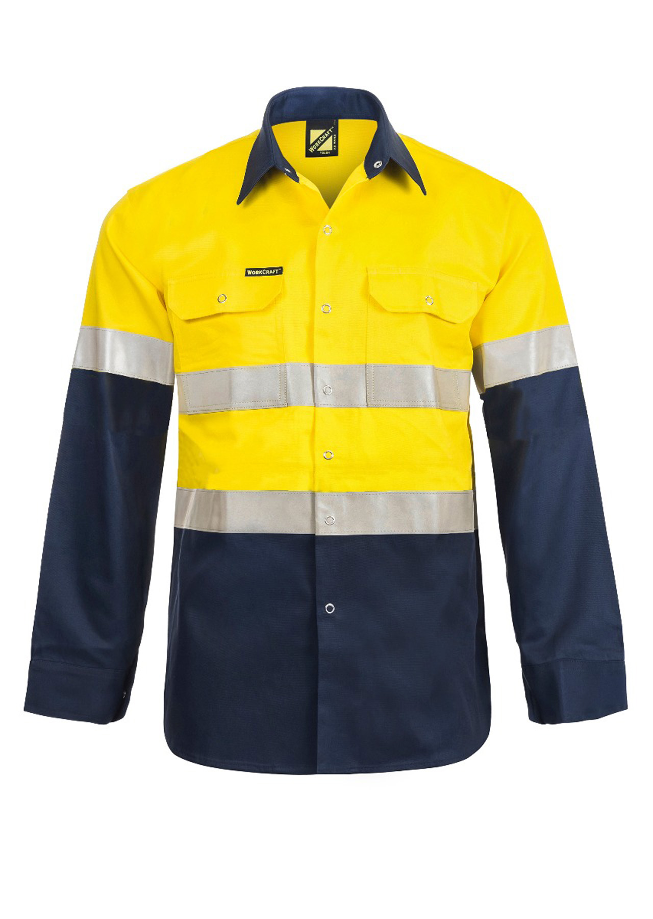 HI VIS LONG SLEEVE COTTON DRILL INDUSTRIAL LAUNDRY REFLECTIVE SHIRT ...