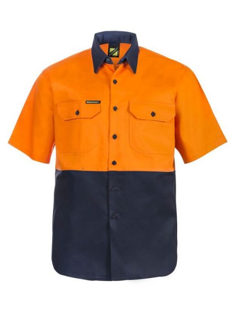 HI VIS SHORT SLEEVE COTTON DRILL SHIRT - workcraft