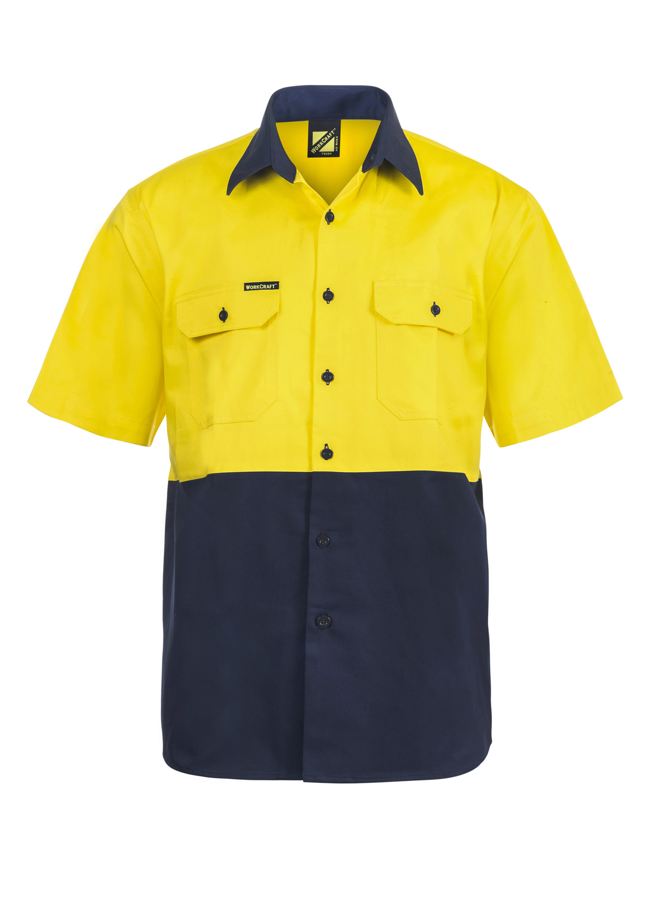 HI VIS SHORT SLEEVE COTTON DRILL SHIRT - workcraft