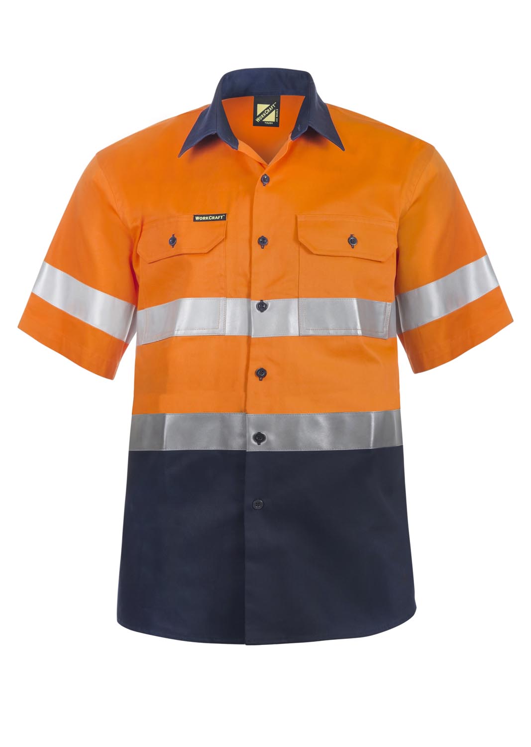 HI VIS SHORT SLEEVE COTTON DRILL REFLECTIVE SHIRT - workcraft