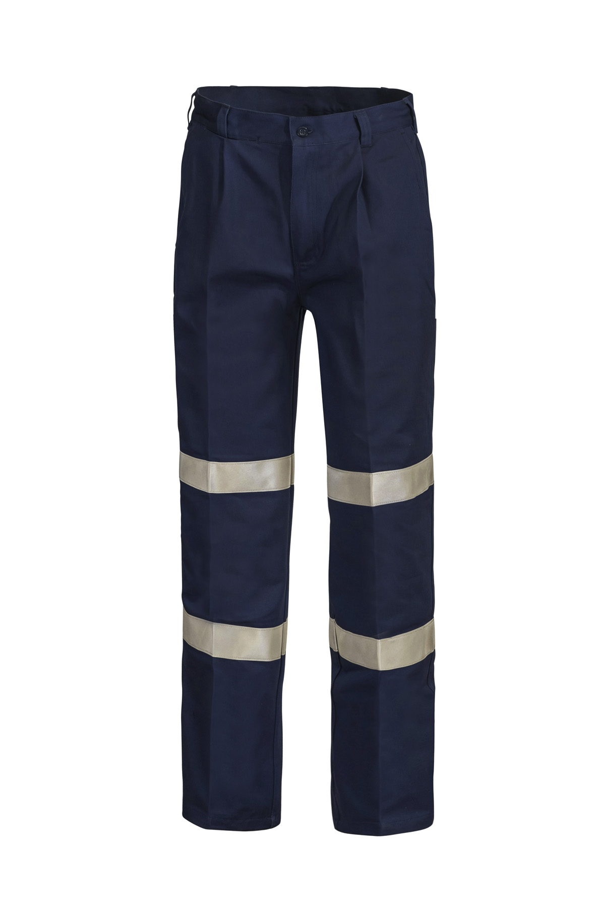 REFLECTIVE SINGLE PLEAT COTTON DRILL INDUSTRIAL LAUNDRY TROUSER - workcraft