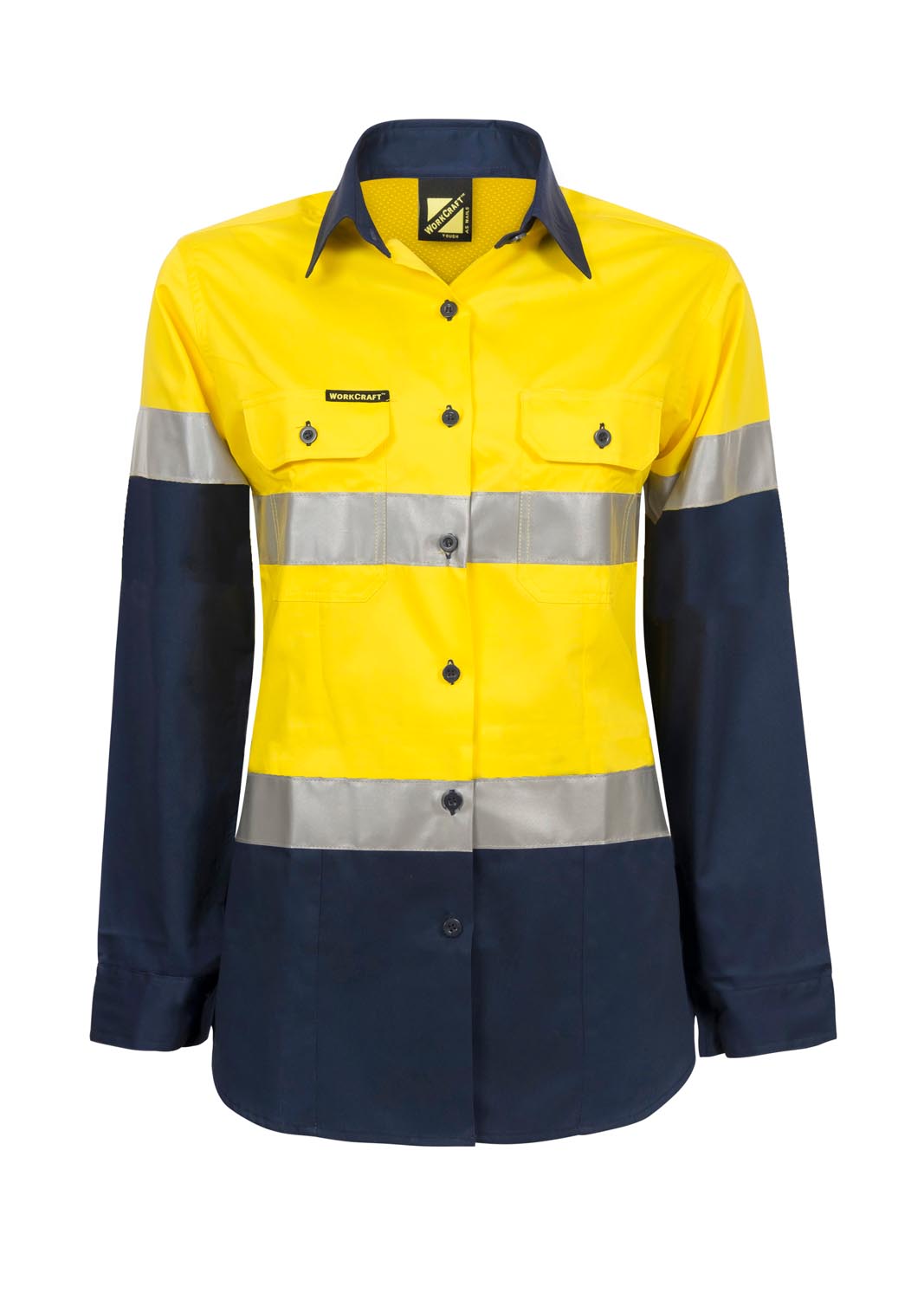 LADIES LIGHTWEIGHT HI VIS LONG SLEEVE VENTED REFLECTIVE COTTON DRILL ...