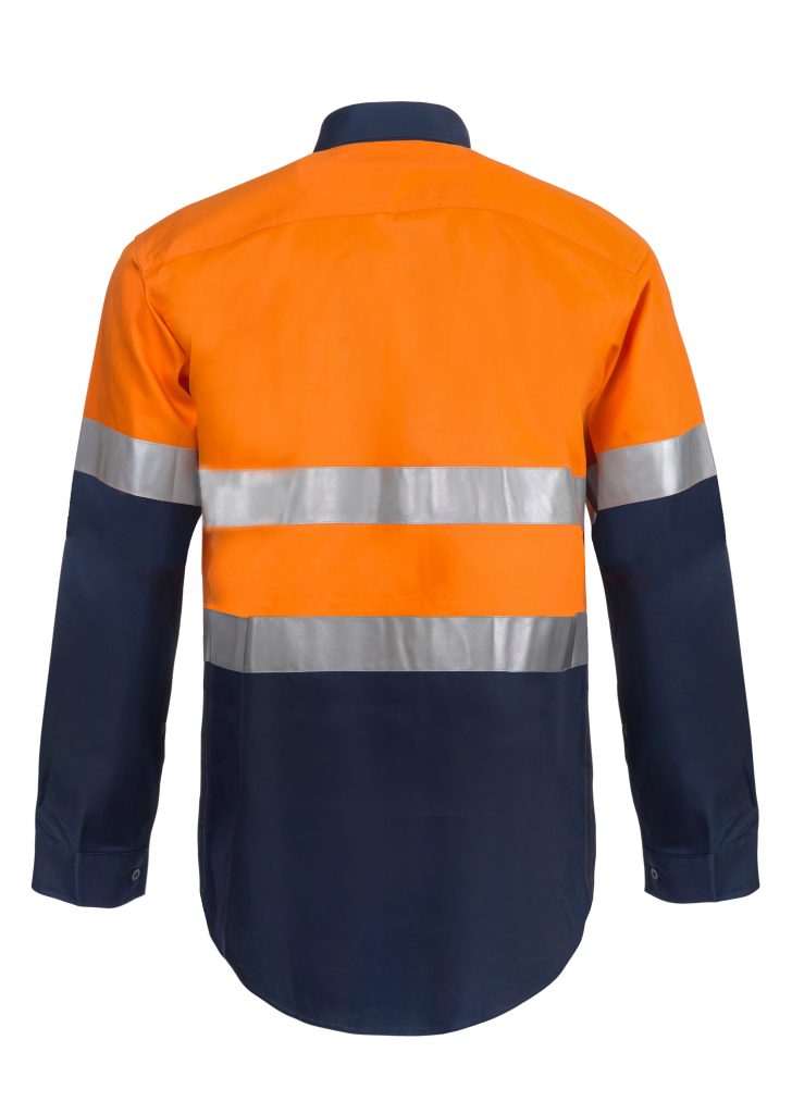 HI VIS LONG SLEEVE COTTON DRILL REFLECTIVE SHIRT - workcraft