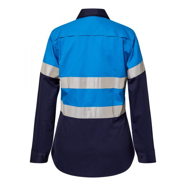 LADIES LIGHTWEIGHT HI VIS LONG SLEEVE VENTED REFLECTIVE COTTON DRILL ...