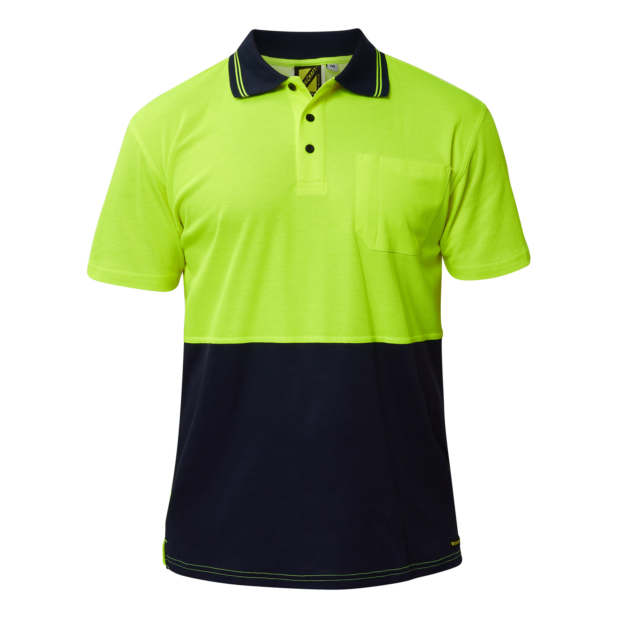 HI VIS SHORT SLEEVE COTTON BACK POLO WITH POCKET - workcraft