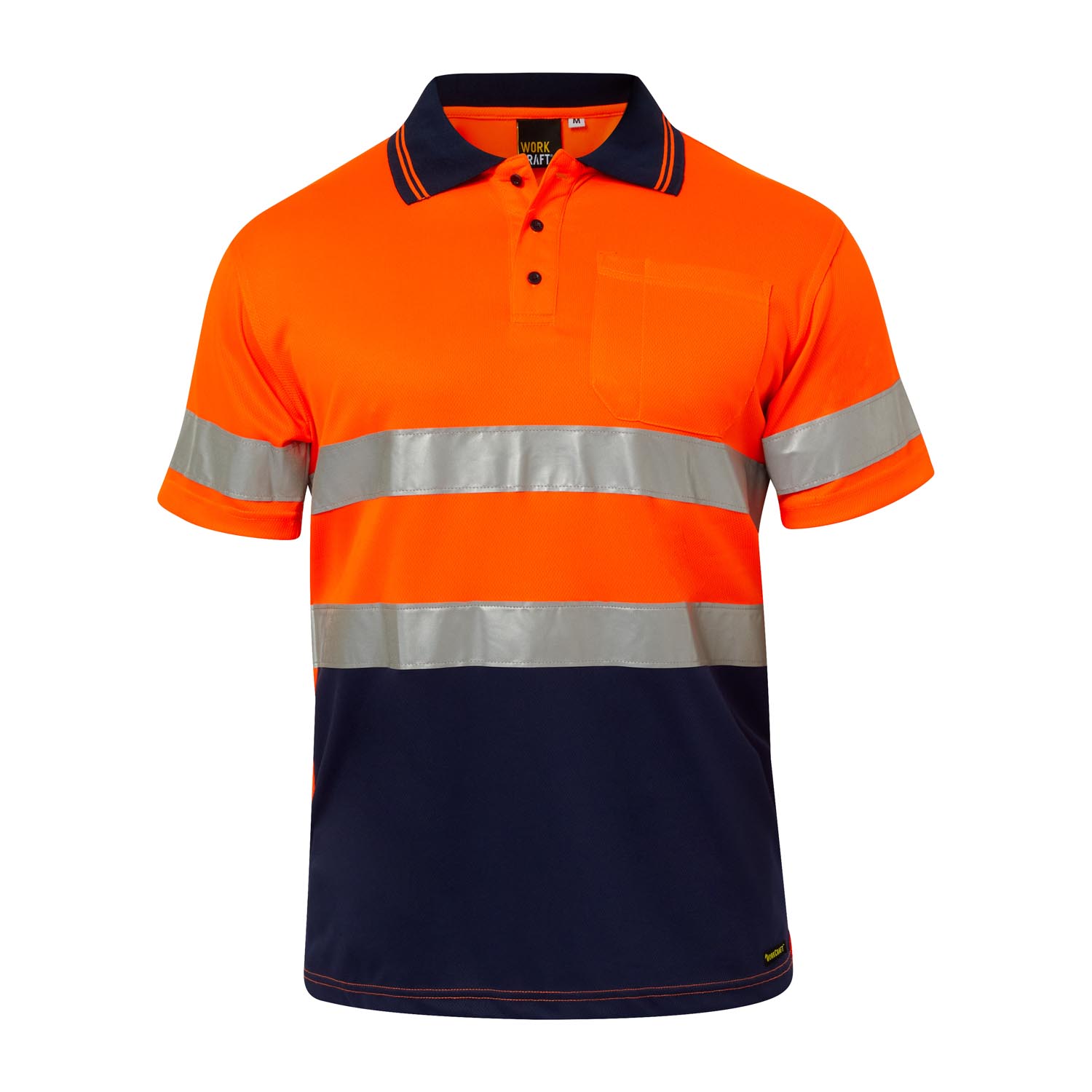 HI VIS SHORT SLEEVE MICROMESH REFLECTIVE POLO WITH POCKET - workcraft