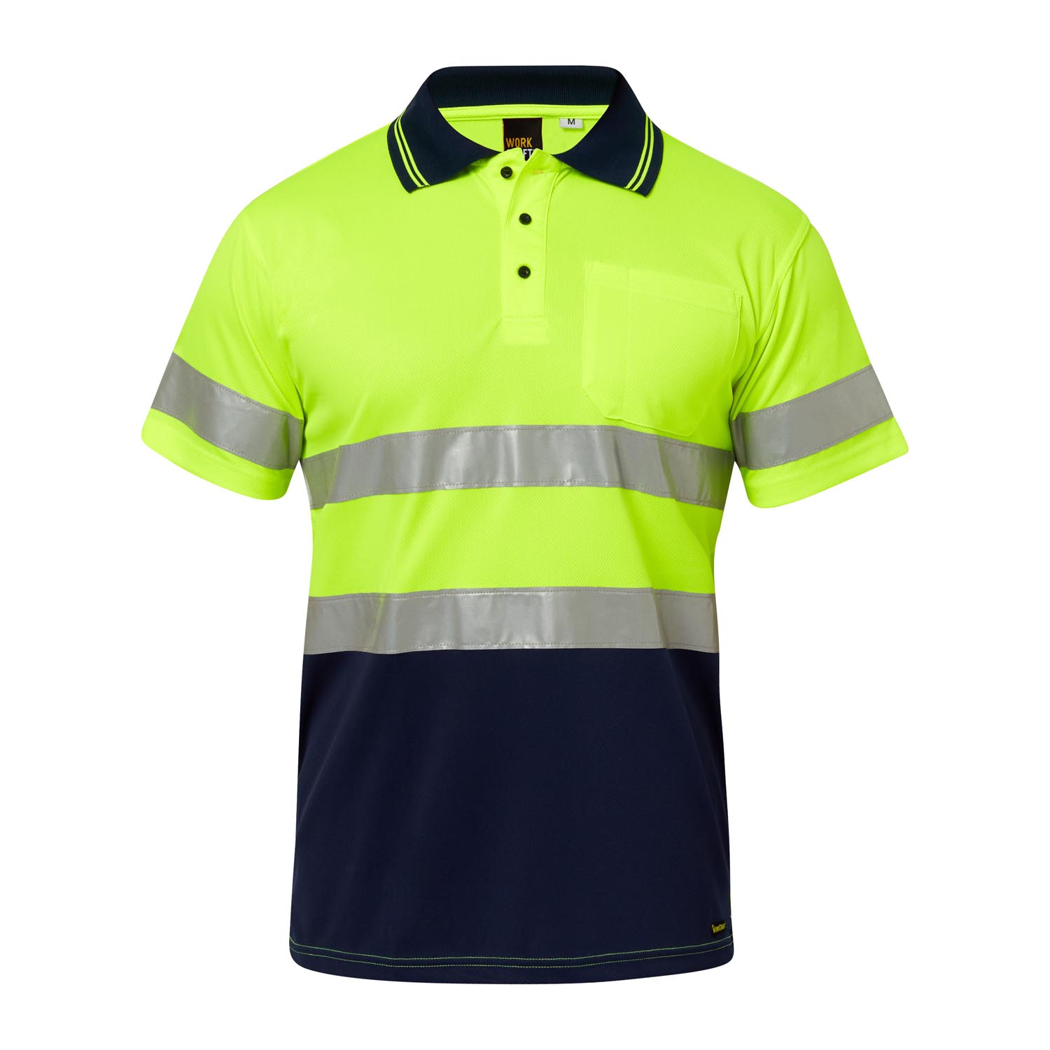 HI VIS SHORT SLEEVE MICROMESH REFLECTIVE POLO WITH POCKET - workcraft