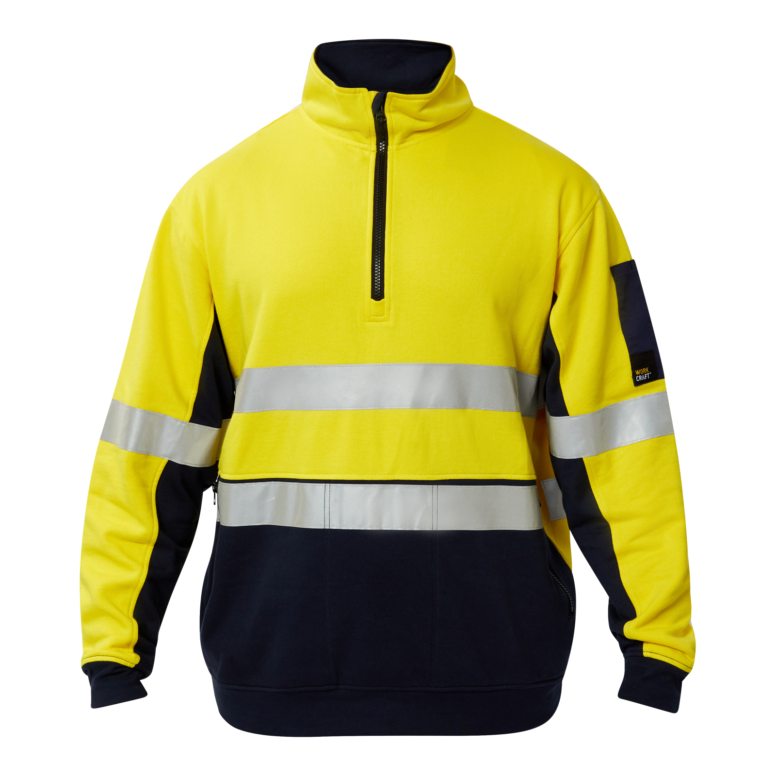 HI VIS HALF ZIP COTTON REFLECTIVE PULLOVER - workcraft