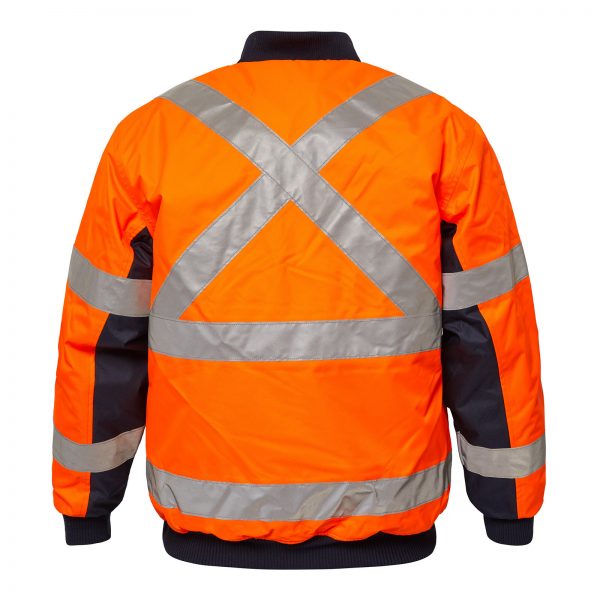HI VIS REFLECTIVE BOMBER JACKET WITH X PATTERN - workcraft
