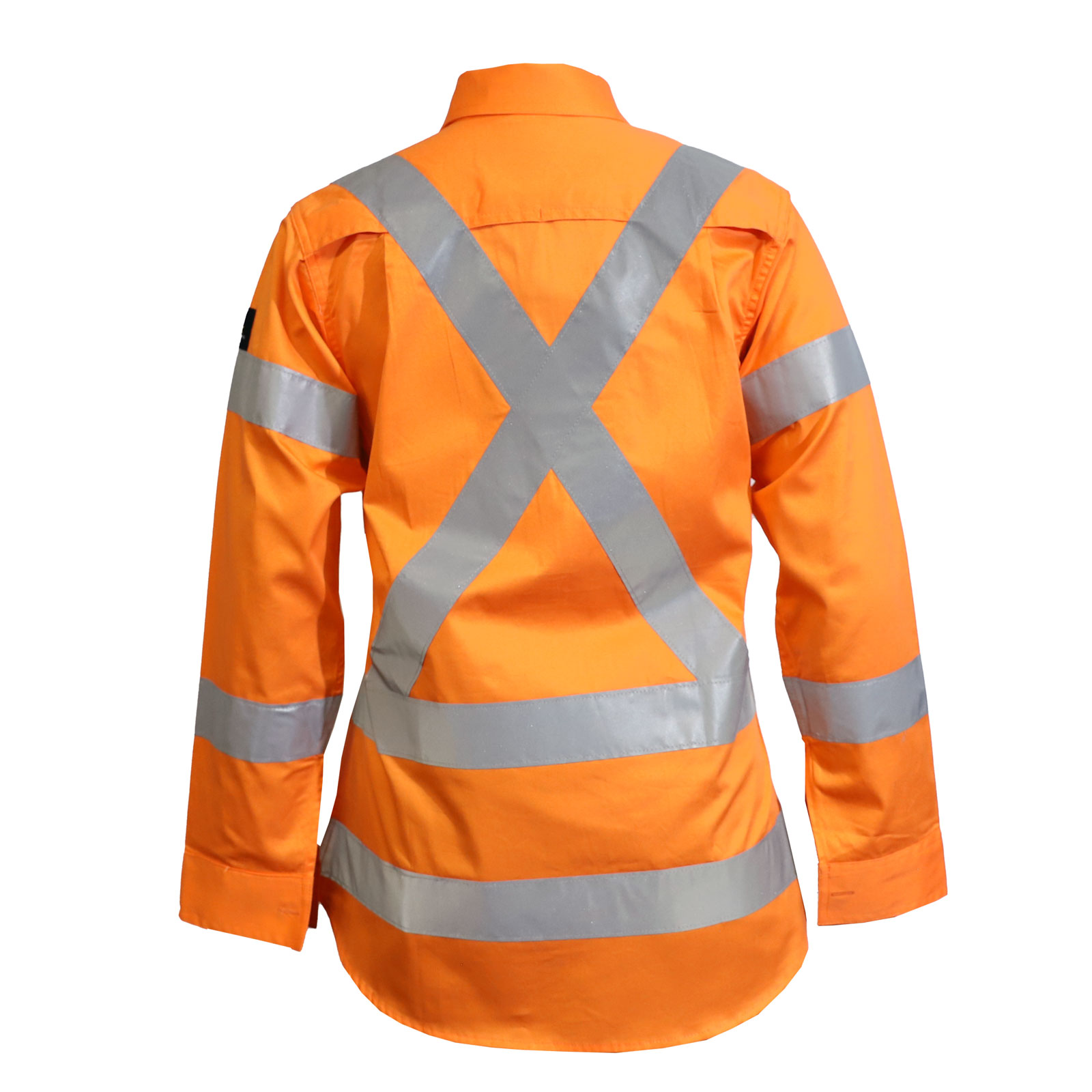LADIES LIGHTWEIGHT HI VIS LONG SLEEVE VENTED REFLECTIVE SHIRT WITH X ...